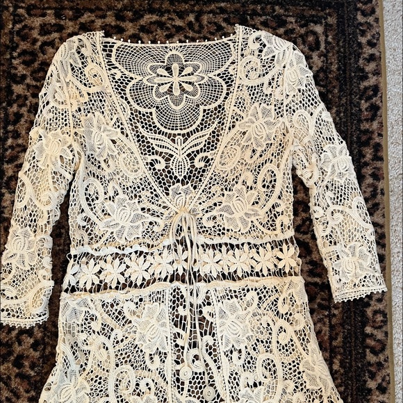 Tops | Ladies Cream Lace Jackettunic | Poshmark